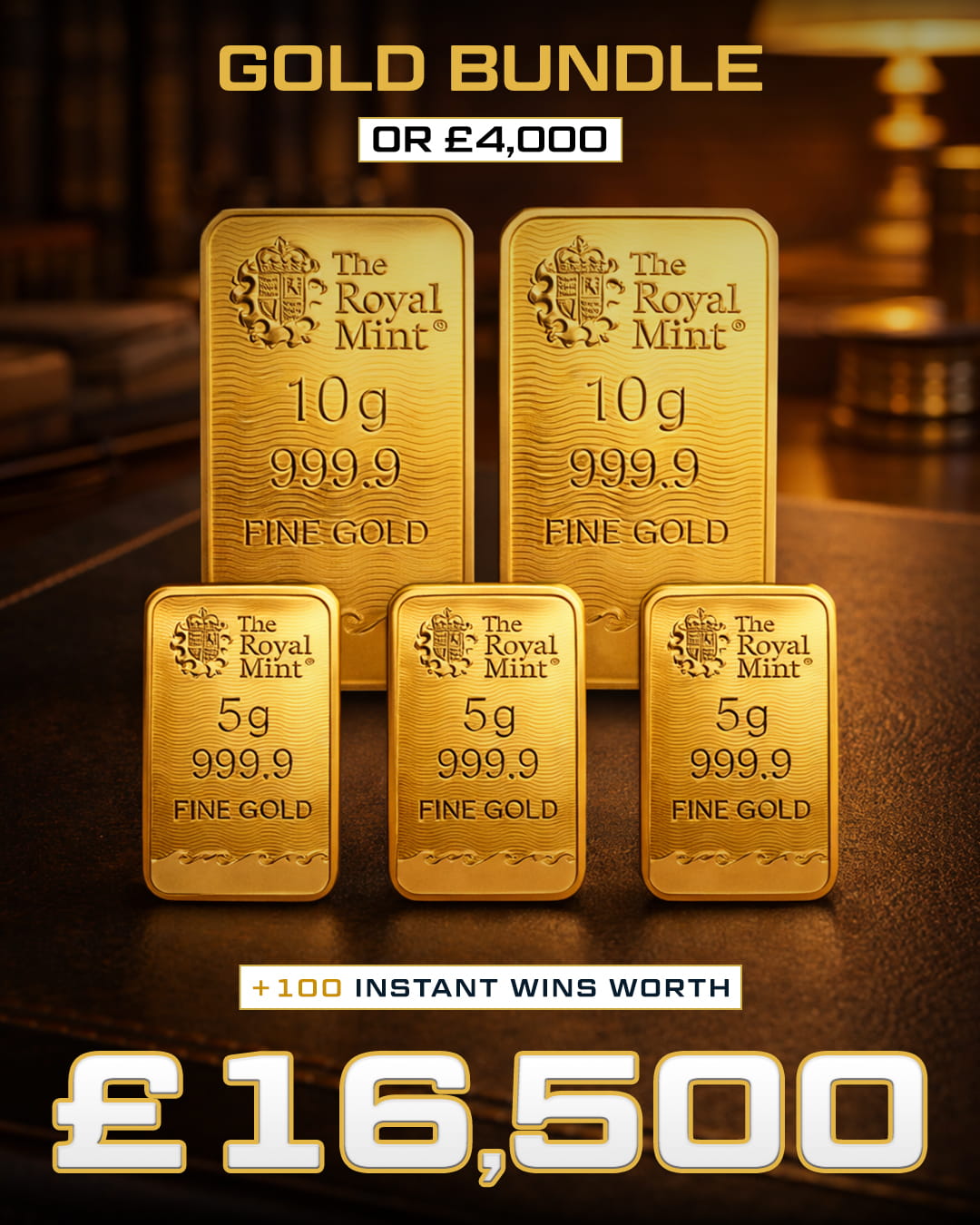 Gold Bundle (or £4,000) with £16,500 of Instant Wins - Paragon Competitions