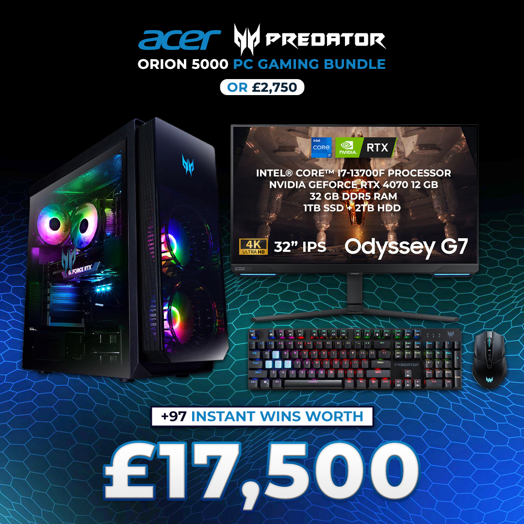 Gaming Pc Bundle Or £2 750 With £17 500 Of Instant Wins Paragon